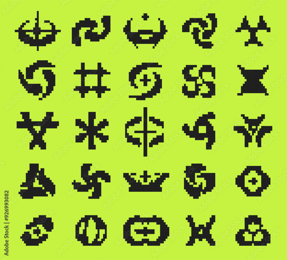 Y2K pixel style asset. Y2K retro futuristic elements for posters ...