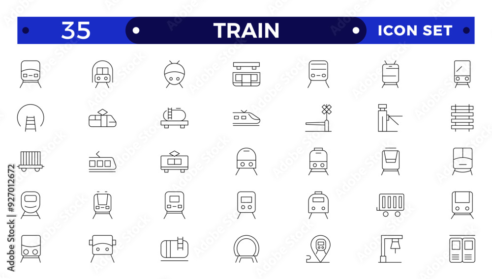 train and railways icon set. intercity, international, freight trains ...