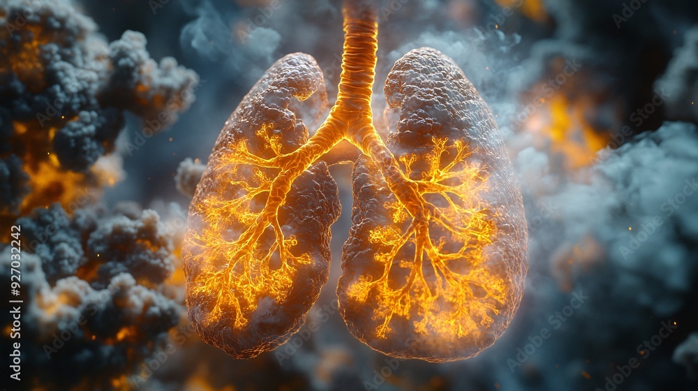 3D Human Lung with Gas Exchange Process: A detailed rendering ...