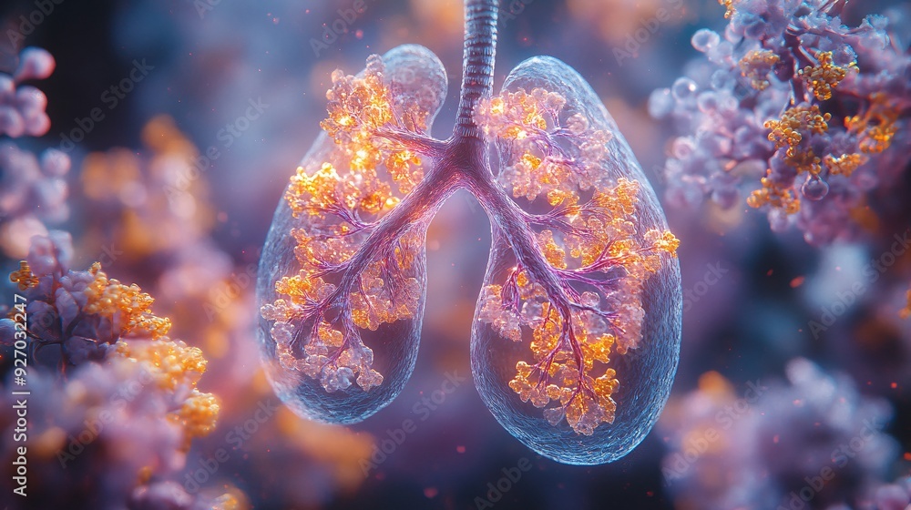 3D Human Lung with Gas Exchange Process: A detailed rendering ...