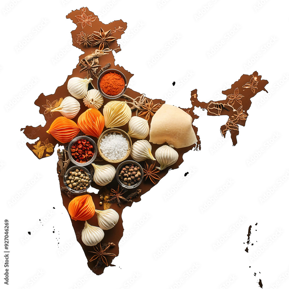 India Map with Flag and Cultural Icons PNG Stock Illustration | Adobe Stock