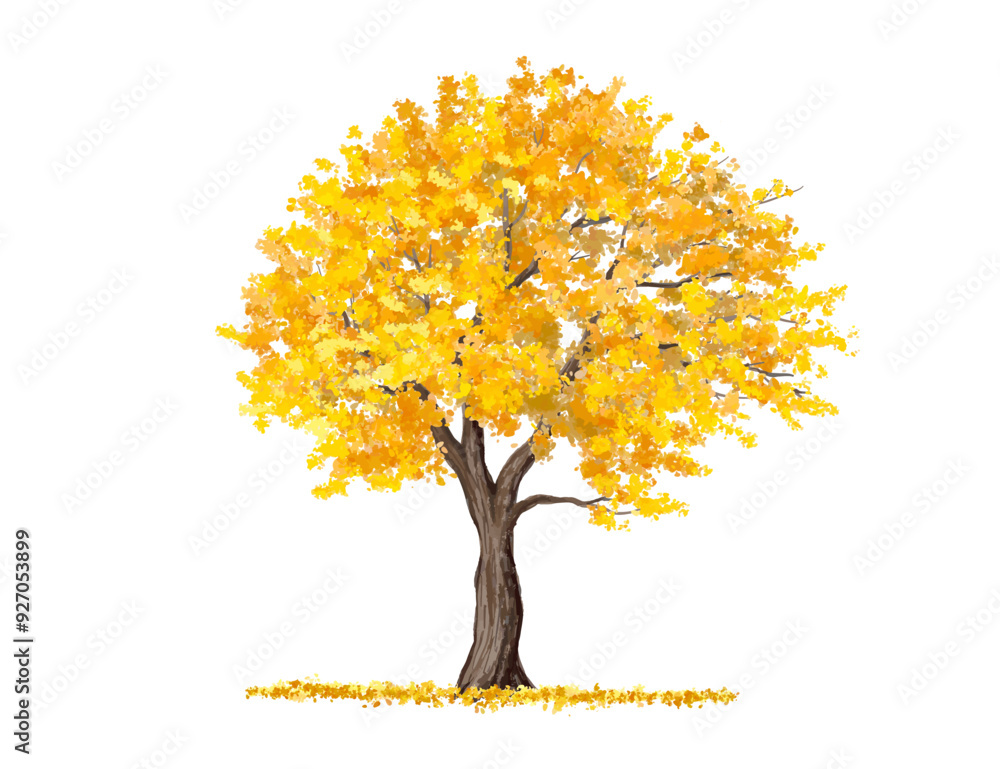 Vector de Stock vector of autumn tree for landscape scene,watercolor ...