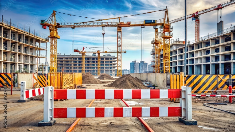 Construction site stoppage, construction, barrier, halt, safety ...