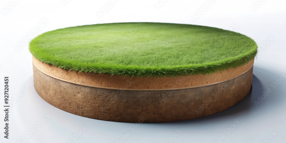 Round soil ground cross section, circle cutaway terrain floor ...