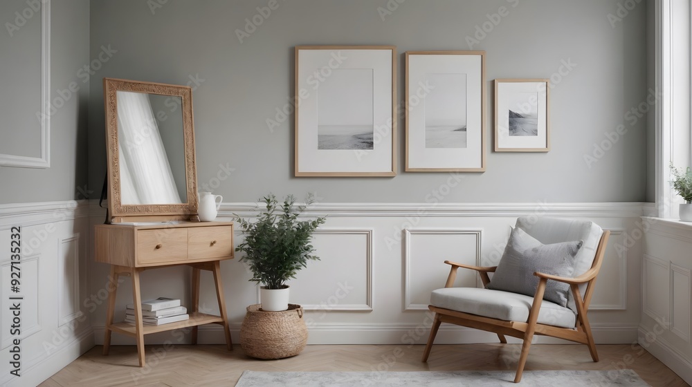 High resolution multiple photo frame interior image template with off ...