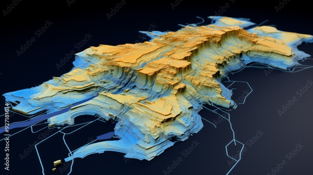 DEM digital elevation model. GIS lidar product made after proccesing ...