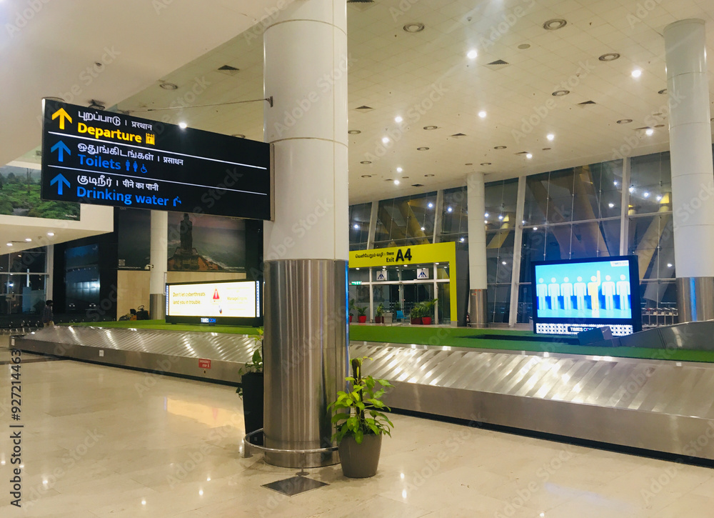 Arrival Hall Baggage Carousel at Chennai International Airport, India ...