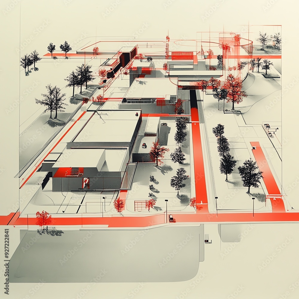 Schematic of an emergency evacuation route assembly, illustrating the ...