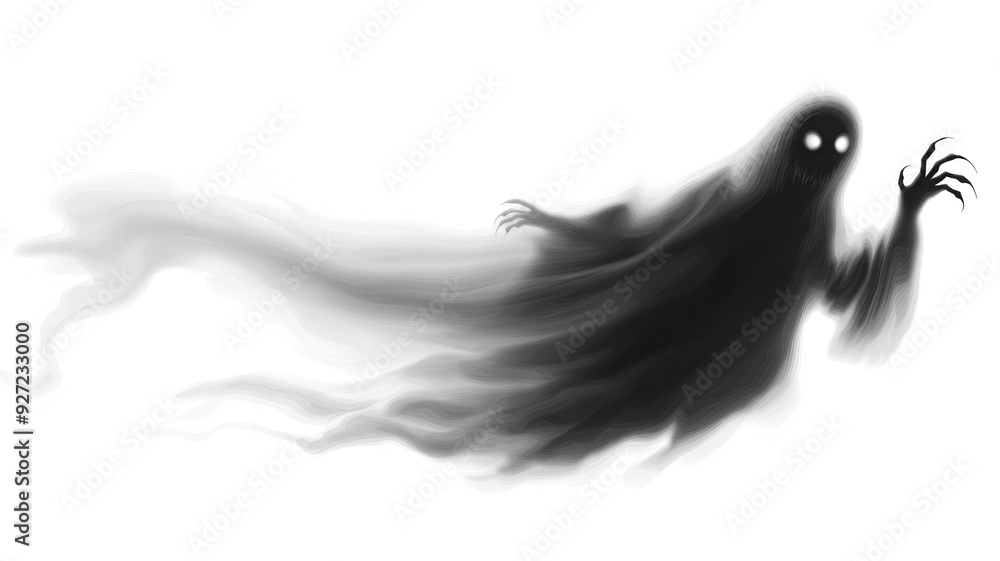 Realistic Halloween ghost shadow PNG. Transparent isolated phantom ...