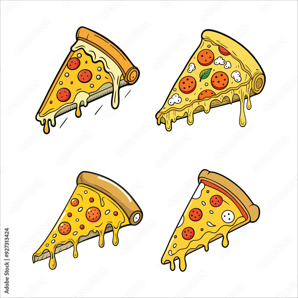 "Classic Pizza Slice Coloring Page - Black and White Illustration of ...