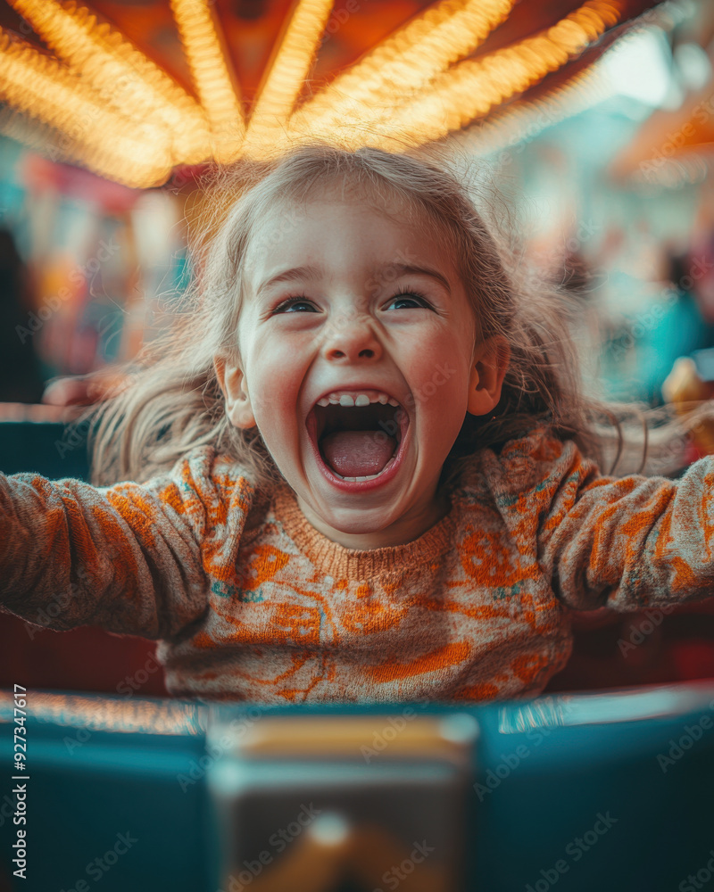 Professional photo of a child having the best time ever in an amusement ...
