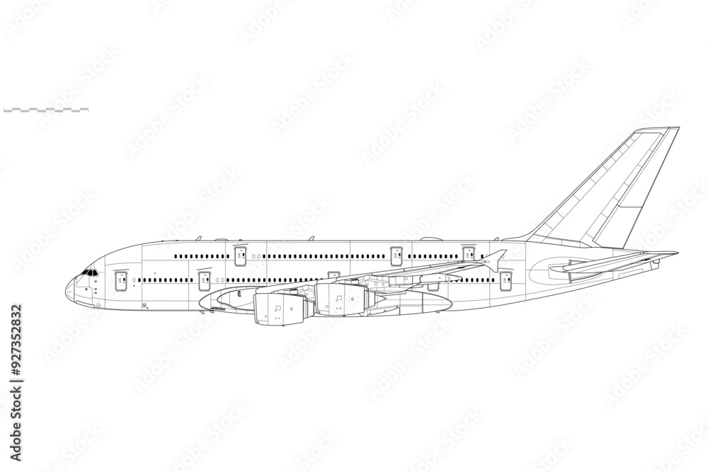 Vector de Stock Airbus A380-800. Vector drawing of long-range ...