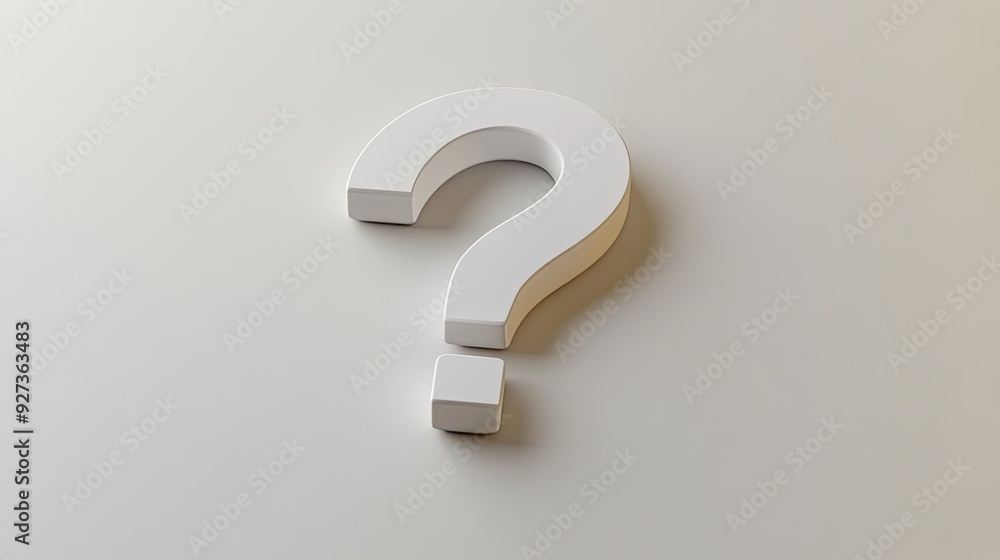 Centered question mark on a light, neutral background, with extensive ...