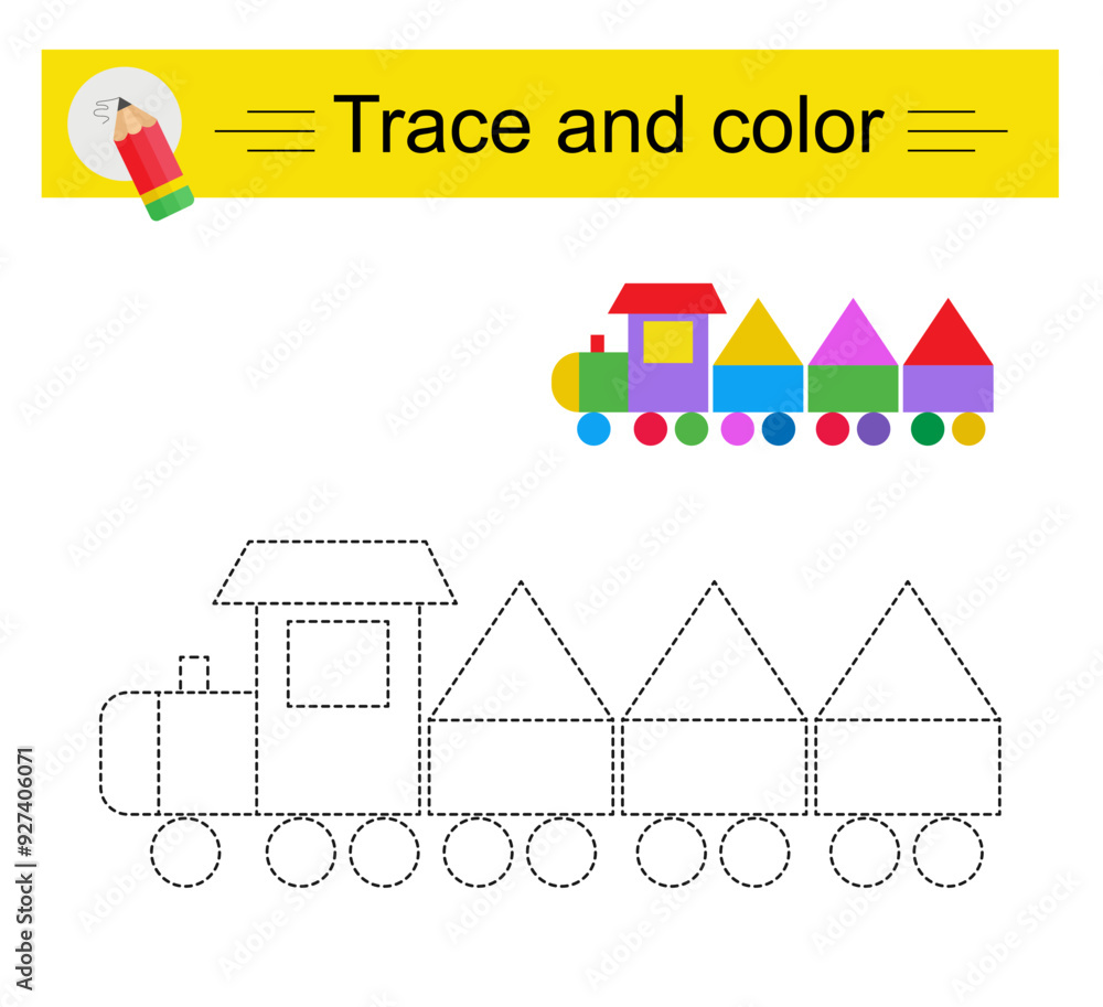 Trace and color for children. Preschool worksheet for practicing fine ...