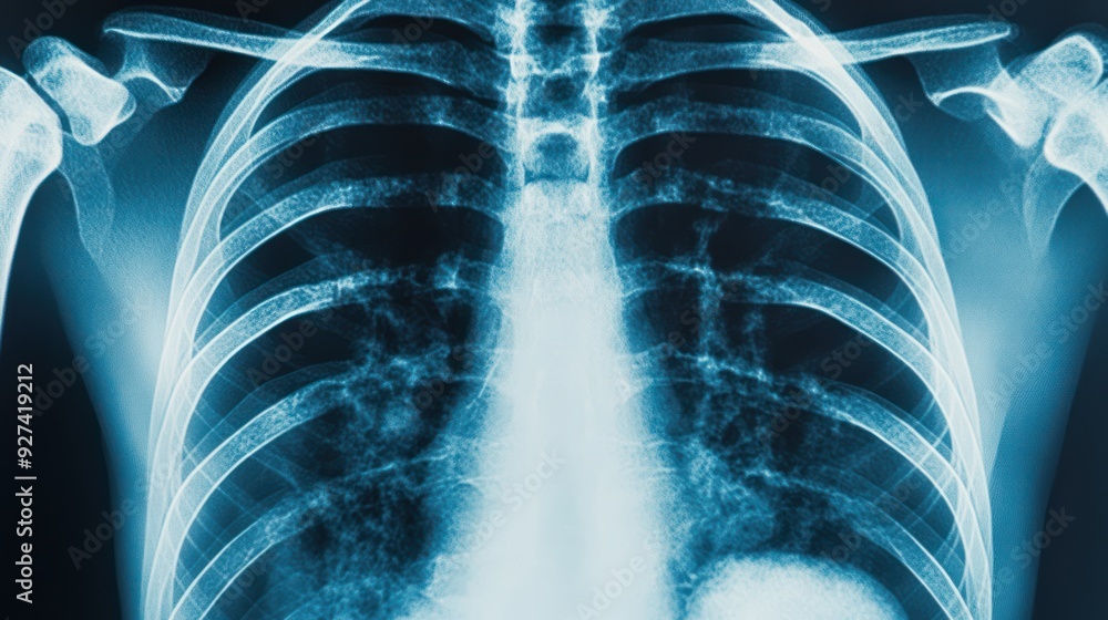 Chest X-ray Showing Ribs and Lungs Stock Illustration | Adobe Stock