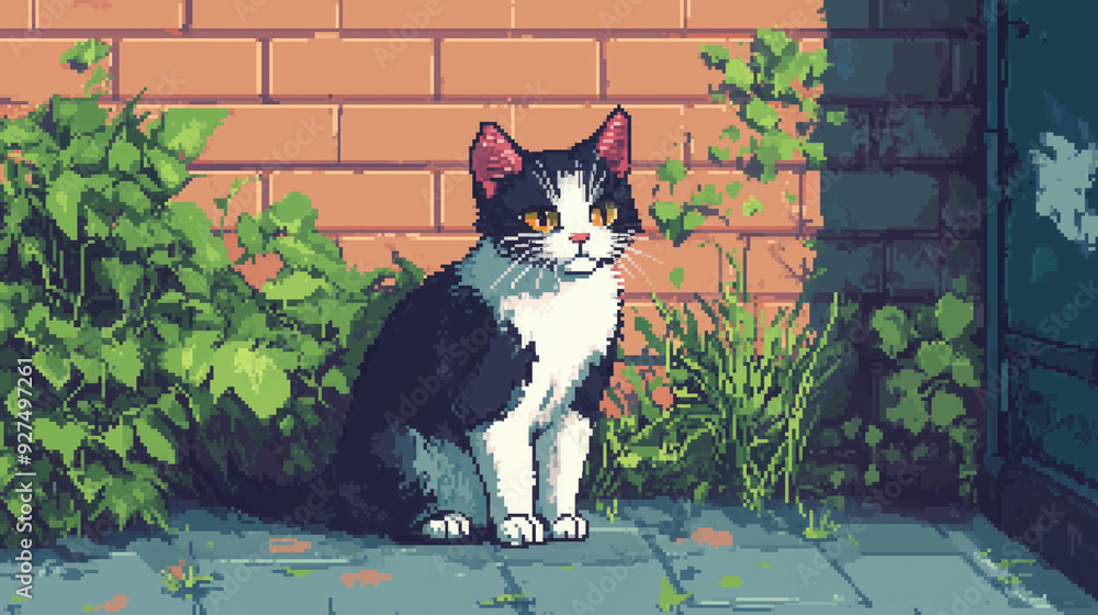 8-Bit Alley Cat with Urban Backdrop, 8-bit Art, Pixel Art, Retro ...