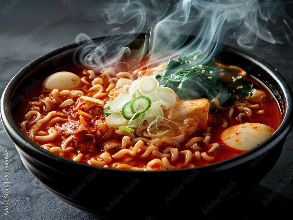 Authentic Korean Ramyeon Delight - Delicious Spicy Noodle Soup with ...