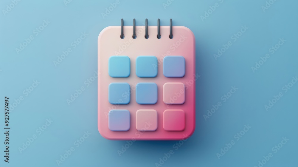 A colorful 3D cartoon calendar model featuring a playful and dynamic ...