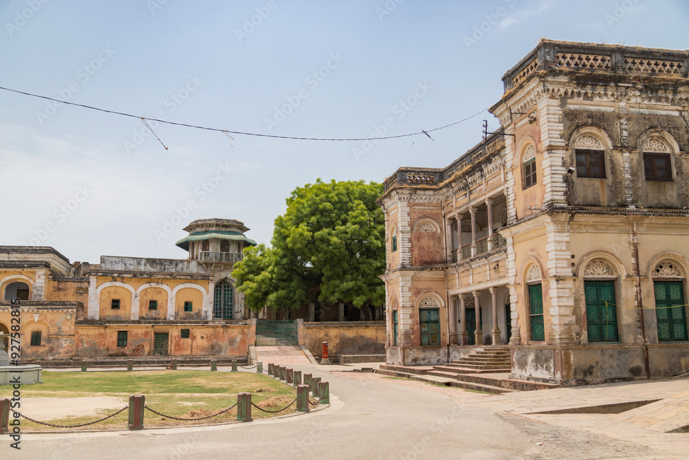 View of the ancient Ramnagar Fort from the river Ganges. The Ramnagar ...