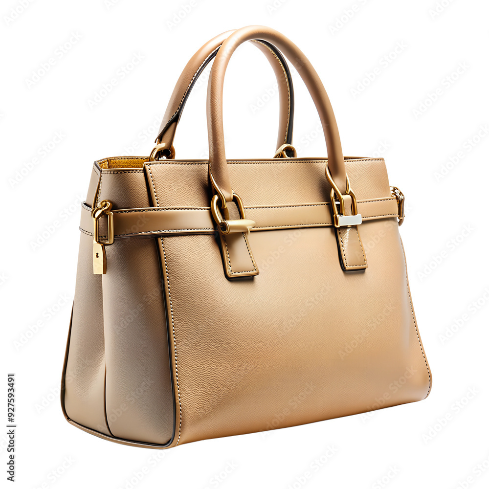 Beige Handbag, Isolated on White Transparent Background, PNG Element ...