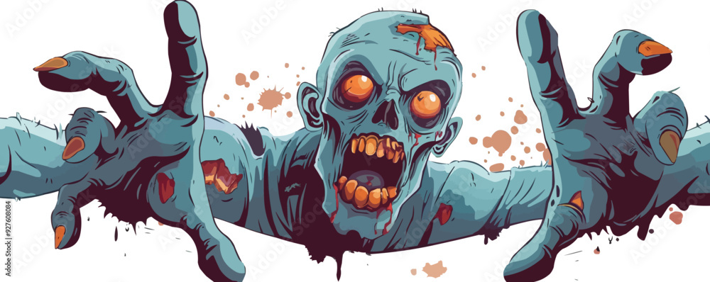 Zombie with outstretched arms on a white background. Vector flat ...