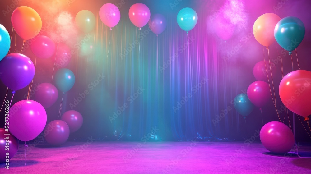 Vibrant Theme Party Backdrop with Spacious Area for Text or Graphics ...