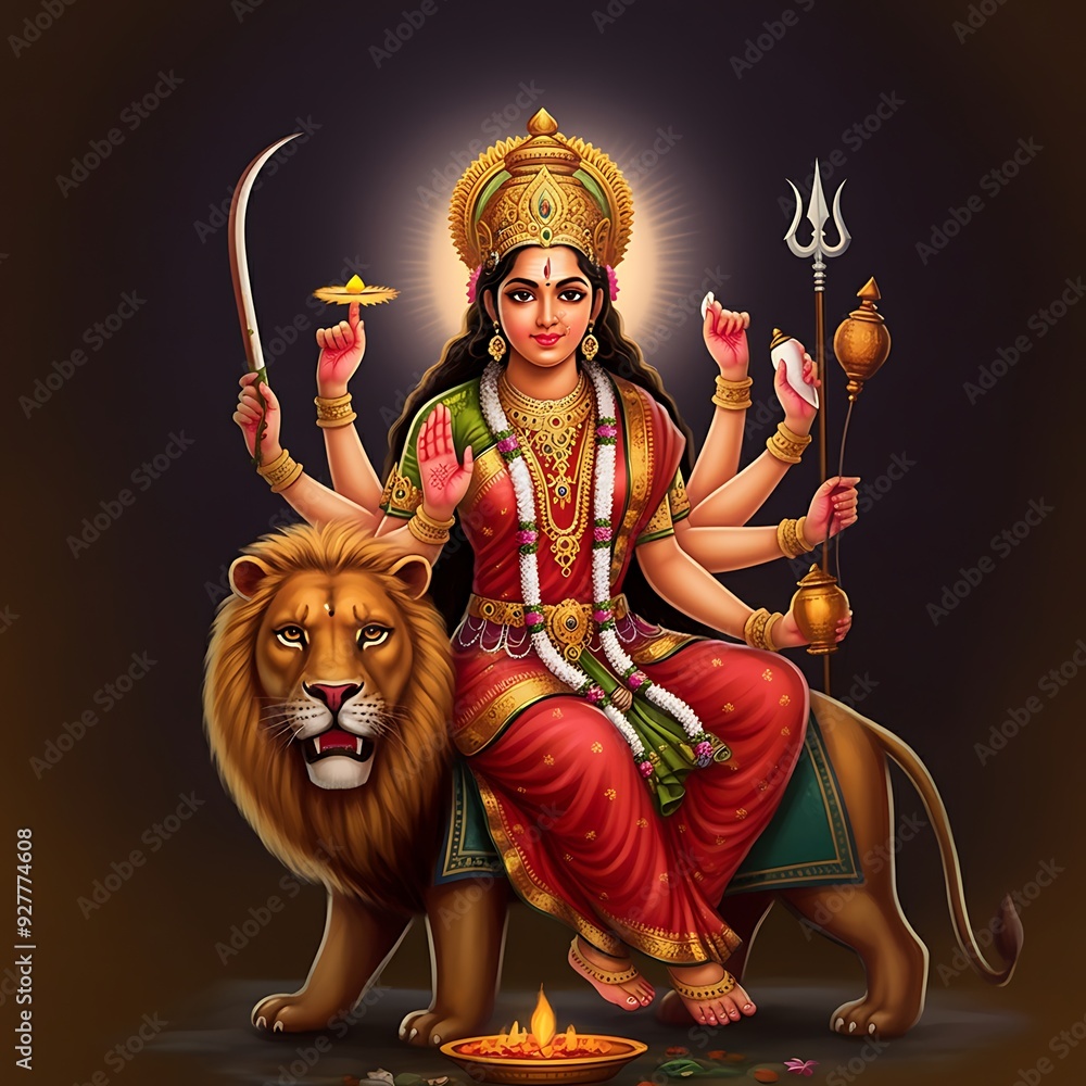 Goddess Durga Stock Illustration | Adobe Stock