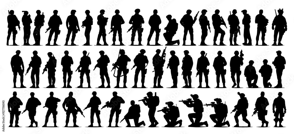 soldiers icons black silhouettes vector shapes Stock Vector | Adobe Stock