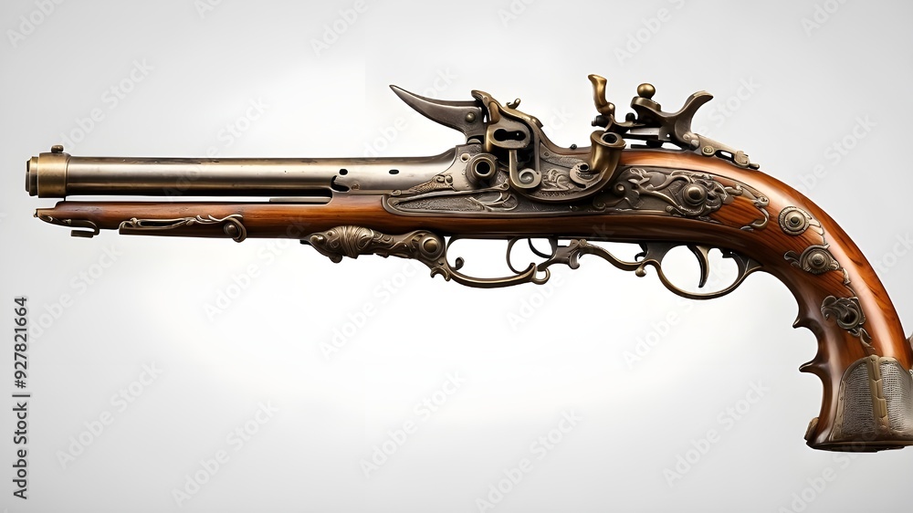 Old pirate flintlock pistol, pirate gun weapon, cutout PNG file ...