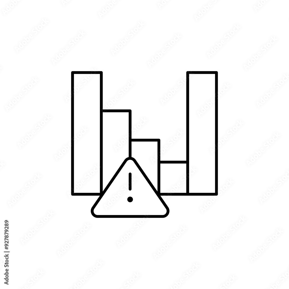 Alert on Statistical Data Bar Graph Icon - Warning Sign on Business ...