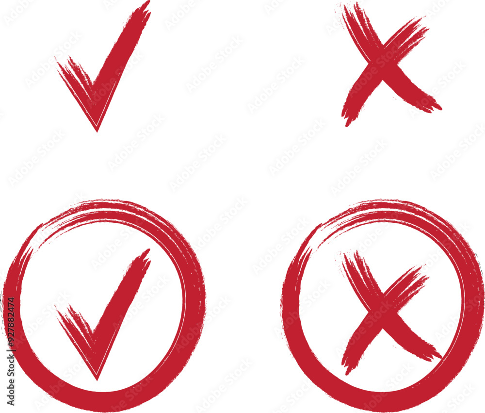 Right and wrong signs, yes or no checkmark icons , tick and red cross ...