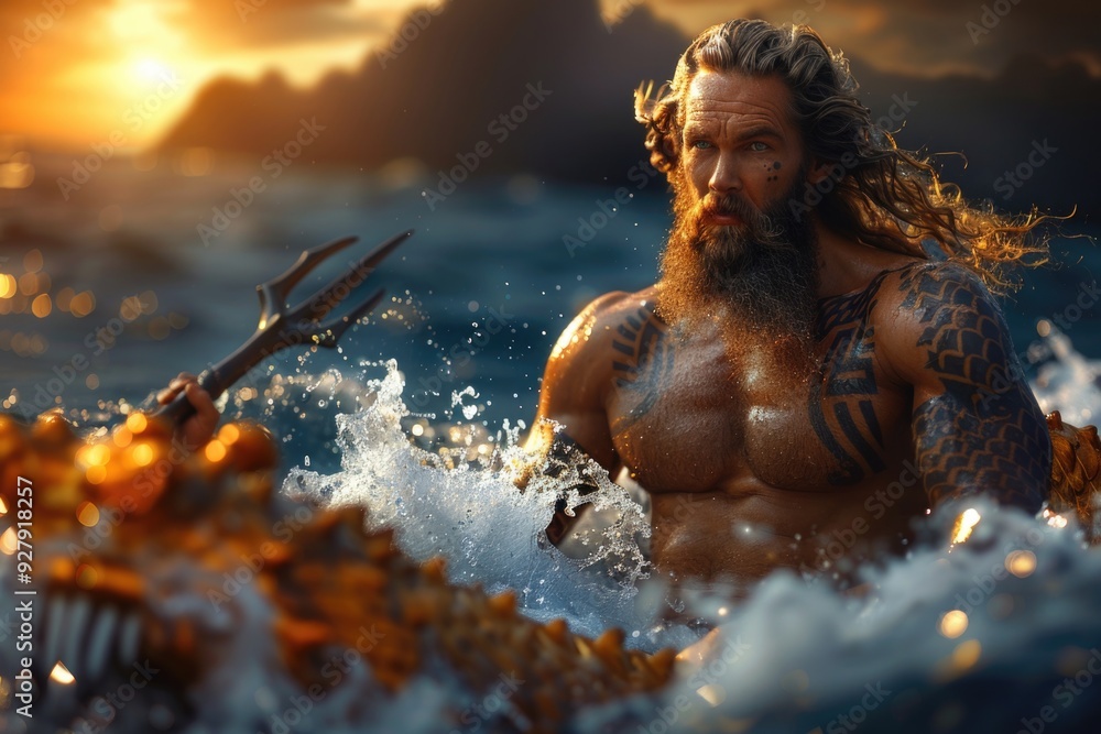 Sea ruler: Poseidon, Neptune the greek god governing the oceans and ...