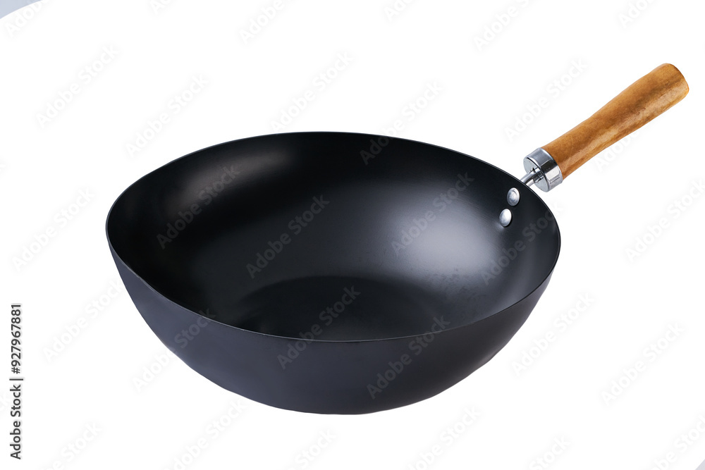 Empty chinese wok pan isolated on a white background. Empty frying wok ...