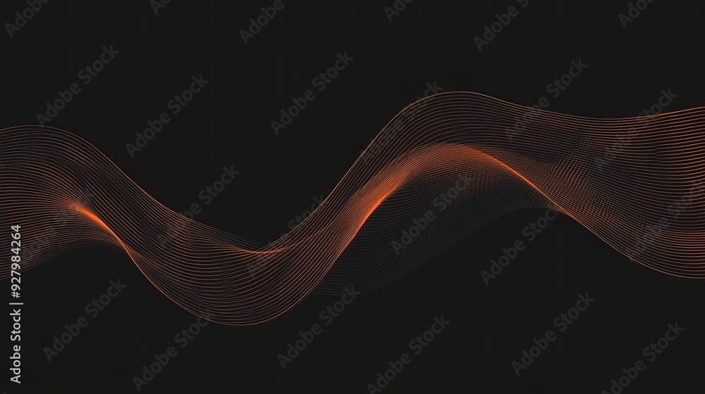 Technical vector art featuring orange wavy lines on a black background ...