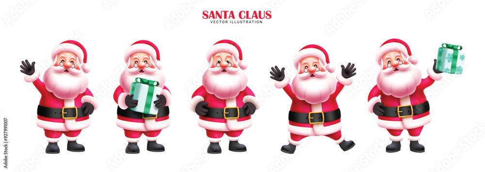Christmas santa claus characters vector set design. Santa claus in ...