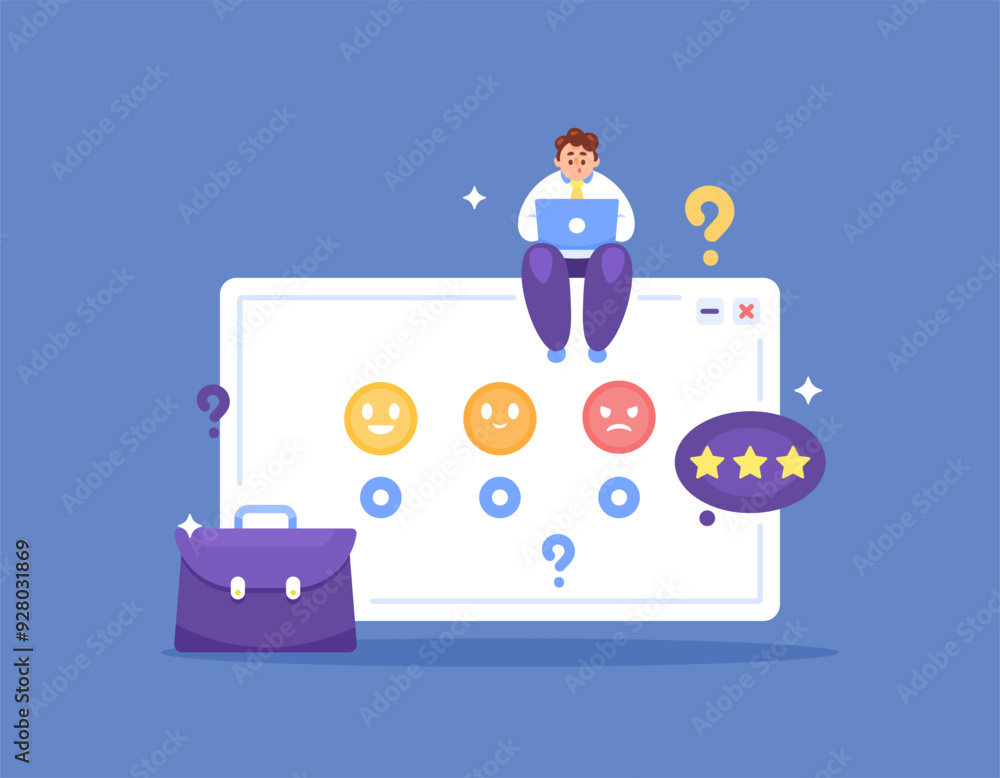 employee and worker survey concept. job satisfaction level assessment ...