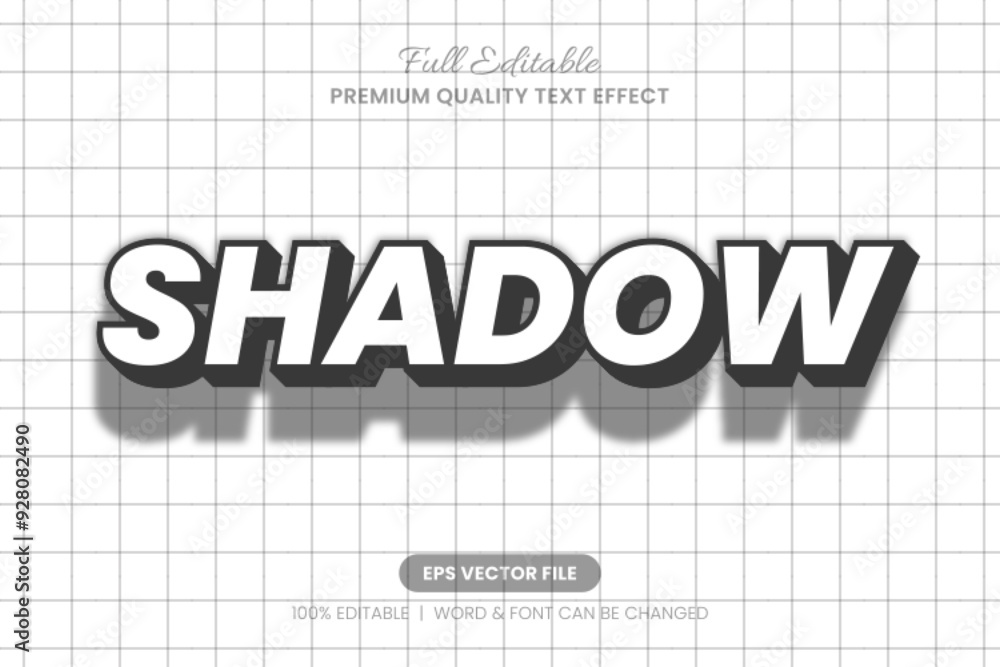 Shadow editable 3D text effect with shadow and grid background, font ...