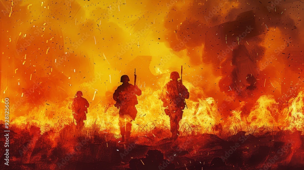 ภาพประกอบ Stock Typography art of famous military quotes over a ...