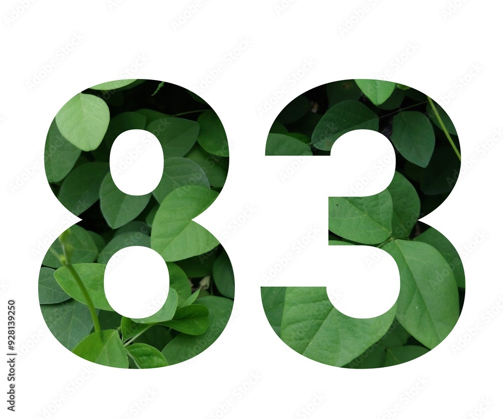 A vibrant illustration of the number 83, created with a unique cutout ...