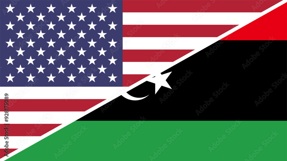 Liberia and United States flags combined in a split design vector ...