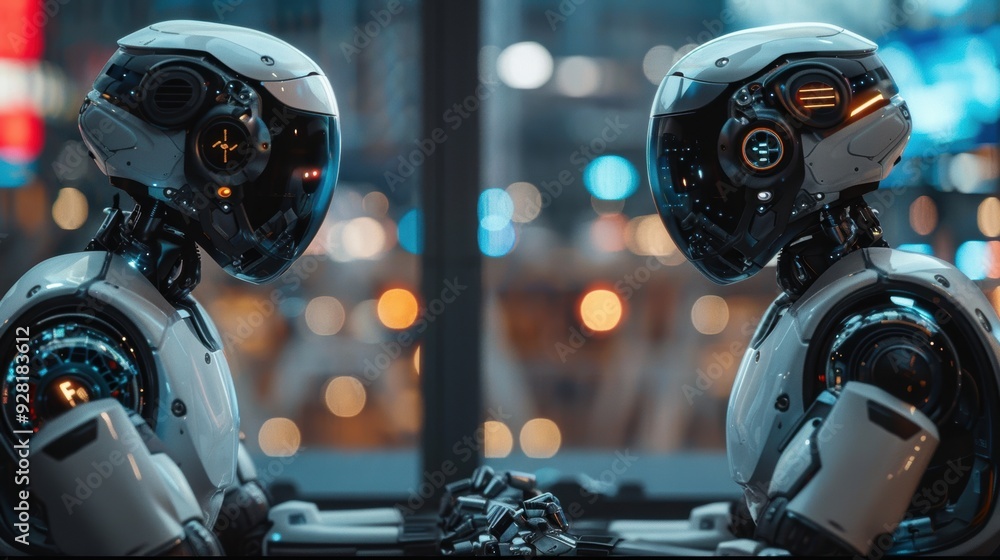 Robot and human working together, AI, machine learning, innovation ...