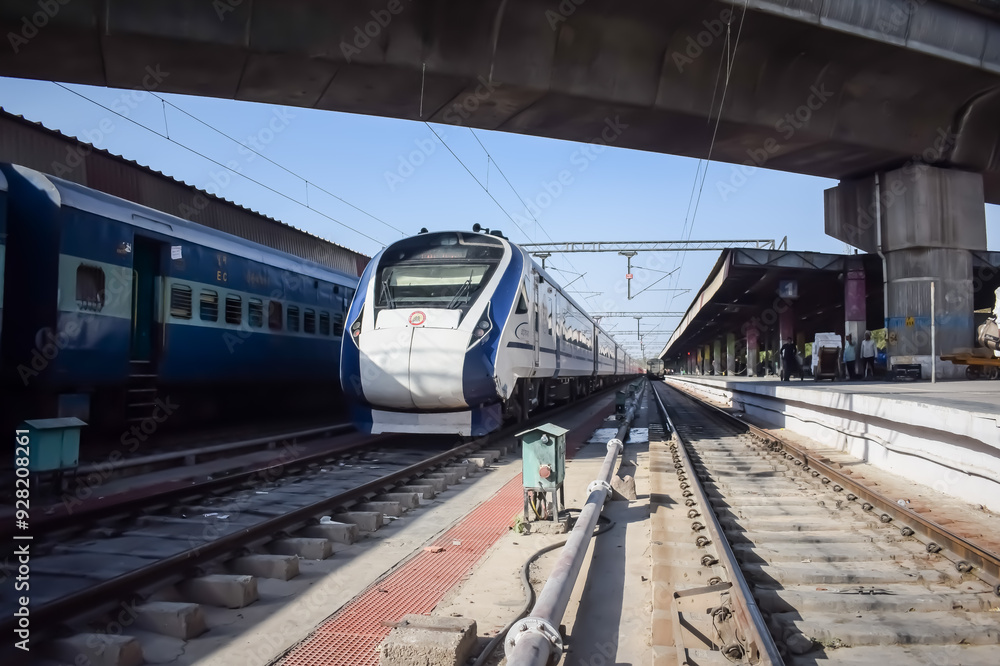 Delhi, India, June 09 2024 - Vande Bharat Express train going from ...