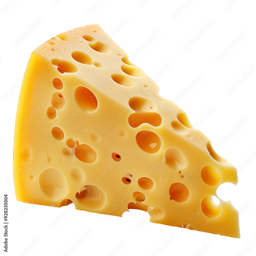 Emmental cheese slice, isolated, transparent background, png Stock ...