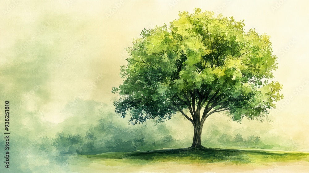 Watercolor of tree isolated on color background for landscape ,trees ...