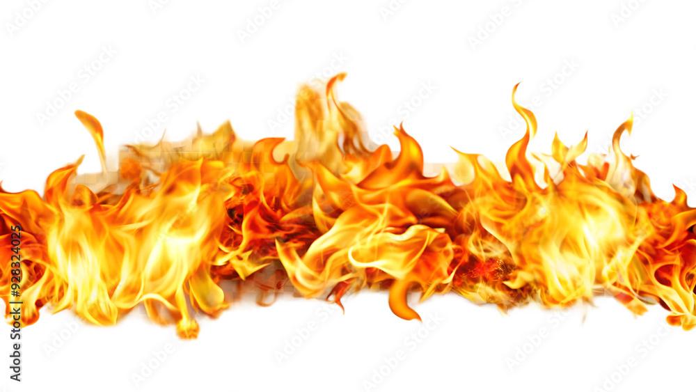 Flame fire blazing fire power in transparent background. Wide long ...