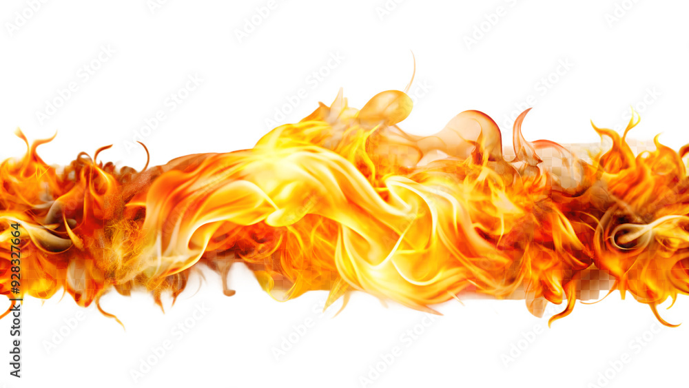 Flame fire blazing fire power in transparent background. Wide long ...