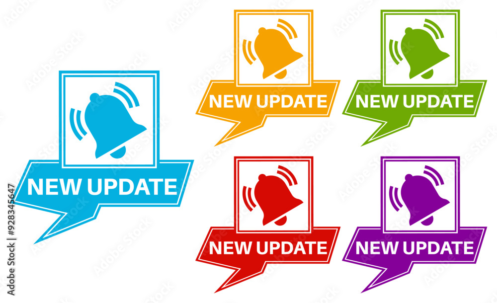 set labels new update icon. new upgrade available notification sign ...
