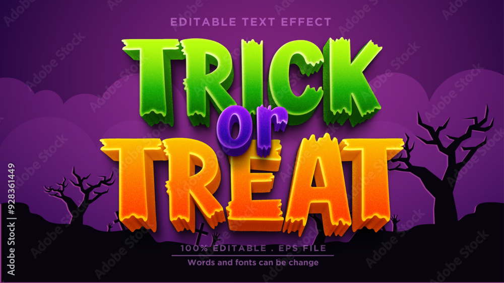 Trick or treat text effect, Editable text effect halloween theme Stock ...