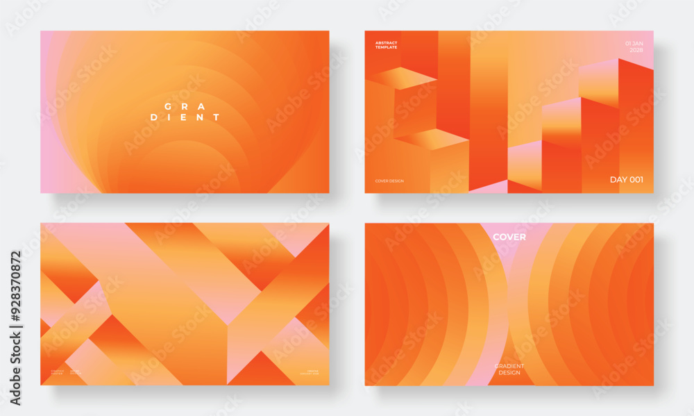 Set of template background design vector. Collection of creative abstract gradient pink and ...