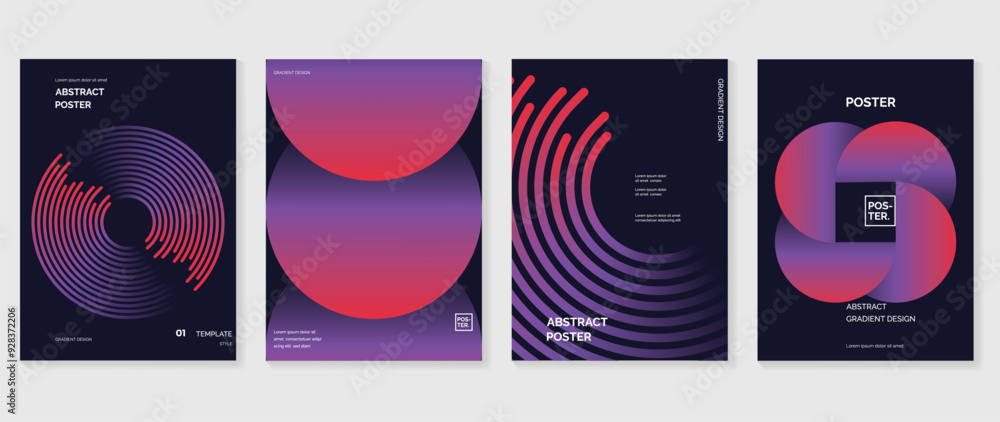Modern gradient poster background vector set. Minimalist style cover ...